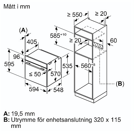 Inbyggnadsugn Siemens - HR274GBS0S - iQ300, ånga & sjävrengöring.